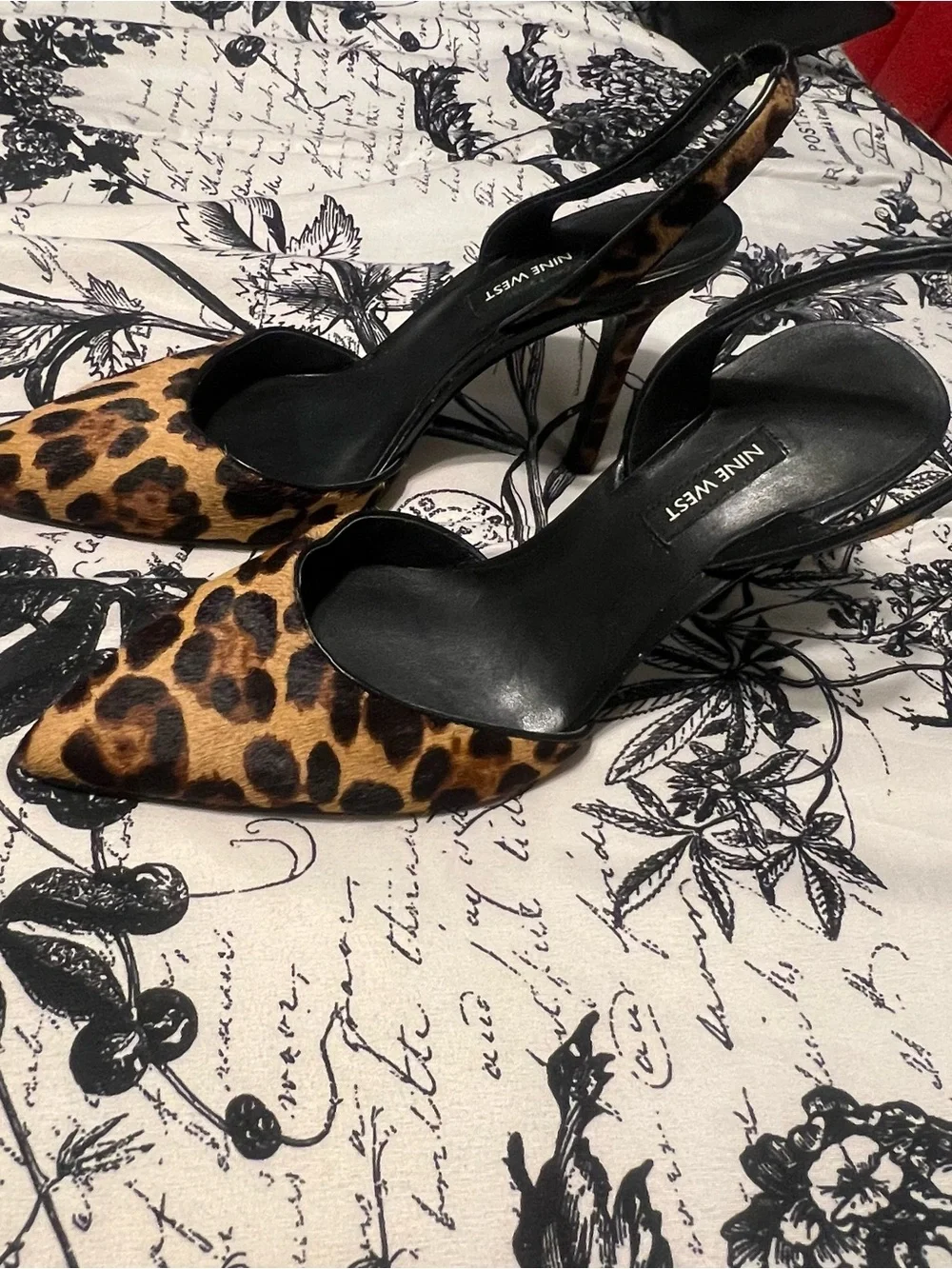 Nine West | Shoes | Nine West Leopard Print Slingback Heels Tan Black ...
